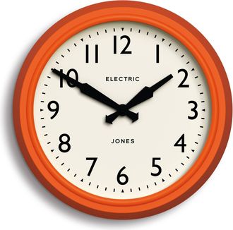 Jones Clocks Telecom wanduhr | Runde Vintage Retro Uhr | 27cm | Orange | Moderne Interpretation eines vintageklassikers für küche, Wohnzimmer oder büro