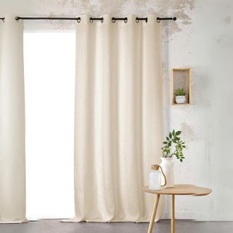 HOME MAISON Rideau Voilage uni 100% lin Beige 145x260 cm