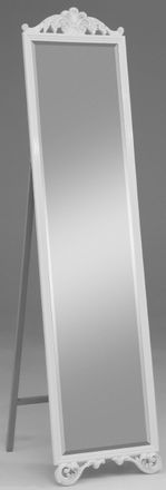 Jokey 110012 Holzrahmenspiegel mit Resinapplikationen, Spiegel mit Facettenschliff, Stabiler Standfu&szlig;, inklusive montierter Aufh&auml;ngung, wei&szlig;lack