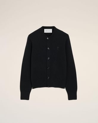 Ami Ami Paris - Cardigan noir en laine col rond Ami de Coeur Noir - Taille : XXS - pour Femme