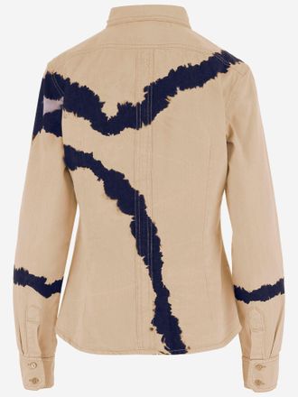 DON'T @ ME Womens Shirt Tie-Dye Cotton Beige