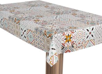 Laro Wachstuch-Tischdecke Wachstischdecke Gartentischdecke Patchwork Bunt Mandala, Muster:Patchwork Bunt Mandala, Größe:100x140