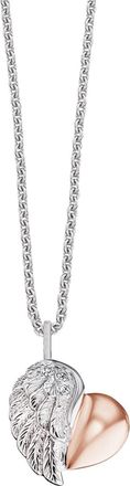 Engelsrufer Damen Halskette aus Sterling Silber, Herzflügel-Anhänger mit Zirkonia, Roségold-Beschichtung, verstellbare Länge, nickelfrei, Allergiker-geeignet, ERN