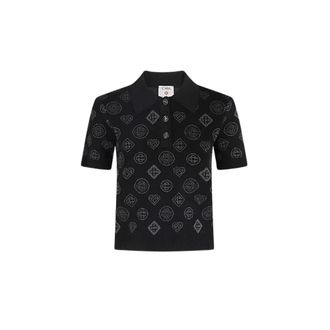 Casablanca Homme, Tops, Noir, Taille: S Polo Monogramme Jacquard
