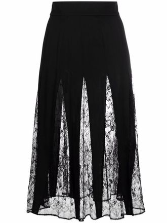 Dolce & Gabbana jupe mi-longue &agrave; empi&egrave;cement en dentelle - Noir