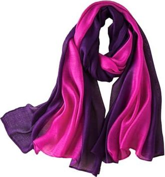 Generic Générique Femme Foulard en Soie Dégradé de Couleur Unie, Rose-4, 190*80 cm, (190*80 cm)