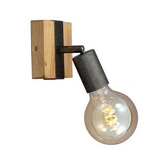 Briloner Spot - Applique murale design en bois et en metal gris - Lampe murale pivotable et rotatif - Style vintage, retro, industrielle - 1xE27 - Dimensions :