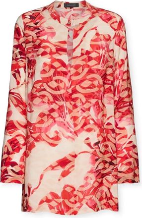 Elena Miro Femme, Blouses et Chemises, Rouge, Taille: 44 FR Long printed blouse