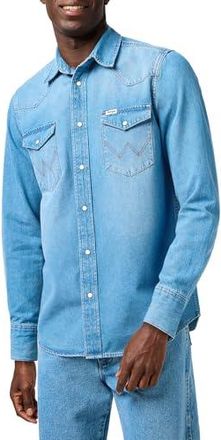 Wrangler Chemise de Loisirs LS Western pour Homme, Pierre foncée, Taille L, Lavage Moyen, L