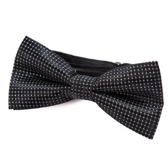 DonDon Edle silber gepunktete schwarze Fliege bzw. Schleife mit Haken - bereits gebunden und verstellbar