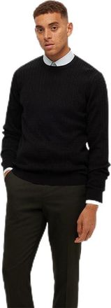 Selected SELETED HOMME Herren SLHBERG Cable Crew Neck NOOS Pullover, Black, XX-Large