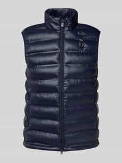 Blauer Steppweste mit Stehkragen und Zweiwege-Rei&szlig;verschluss