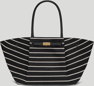 DeMellier The New York Ecru gestreifter schwarzer Canvas DeMellier