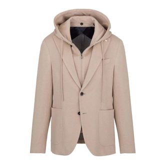 Manuel Ritz Schmale Jersey-Jacke mit abnehmbarer Kapuze - - Jackets - Herren - Beige - S