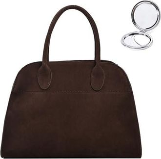 Generic Sac à main en daim pour femme - Style rétro - Décontracté - Pour le bureau, Brunâtre Noir-B, Minimaliste