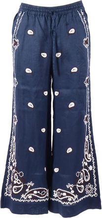 P.A.R.O.S.H. P.a.r.o.s.h., Femme, Pantalons, Bleu, Taille: 40 FR Pantalone C/Ricamo