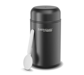 Thermocaf&eacute; by Thermos TC DAILY FOOD JAR black mat 0,40l, 6h hei&szlig; & 12h kalt, mit L&ouml;ffel, Thermobeh&auml;lter f&uuml;r Essen aus Edelstahl, Lunchpot, auslaufsicher, f&uuml;r B&uuml;ro und unter