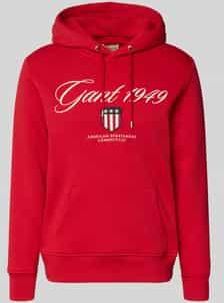 GANT Hoodie mit Label-Stitching und Känguru-Tasche