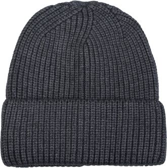 styleBREAKER Unisex Feinstrick Beanie Mütze mit Krempe, warme Winter Strickmütze Einfarbig, Rippen Strickmuster 04024154, Farbe:Anthrazit