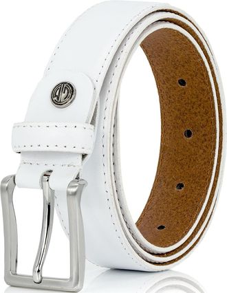 Lindenmann G&uuml;rtel Herren Lederg&uuml;rtel Herren/G&uuml;rtel Herren, Rindleder XL, in 2 Farben, cognac/weiss, Gr&ouml;&szlig;e/Size:105, Farbe/Color:wei&szlig;