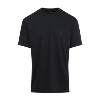 Giorgio Armani Homme, Tops, Noir, Taille: 2XL T-shirt en Coton Bleu &agrave; Col Rond