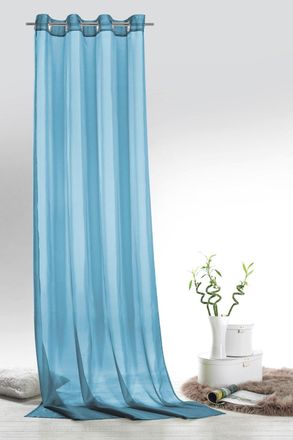 Heimtexland Fashion&Joy - Ösenschal Voile Aqua HxB 245x140 cm - transparent einfarbig - Dekoschal blau Gardine Typ418