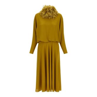 Valentino Garavani Kleid aus Seiden-Georgette mit Federbesatz - - Dresses - Damen - Gr&uuml;n - 2XS