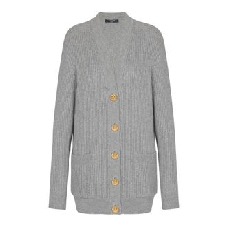 Balmain Cashmere-Cardigan mit Kn&ouml;pfen - - Knitwear - Damen - Grau - S
