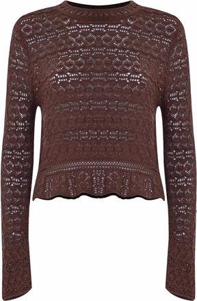 Kocca Femme, Pulls, Brun, Taille: 44 FR Haut Court Tricot&eacute; &agrave; Manches Longues