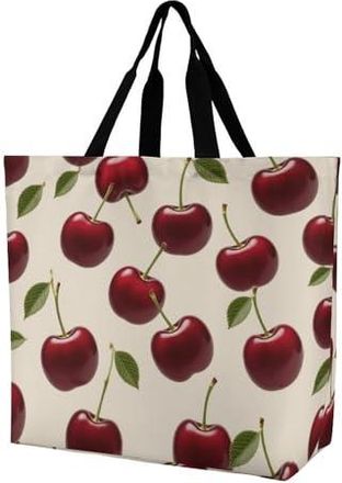 Generic Cerises Rouges Sac Fourre Tout D&eacute;contract&eacute; Tote Bag L&eacute;ger Sac Fourre-Tout Pour Plage Voyage Universit&eacute;