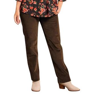 Generic Pantalon de printemps 2026 pour femme en velours c&ocirc;tel&eacute; &agrave; taille &eacute;lastique - Jambe droite - Automne/hiver, marron, 3XL