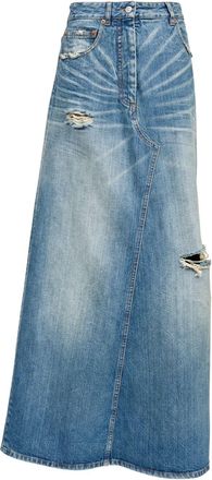 Maison Margiela jupe mi-longue à patch logo - Bleu