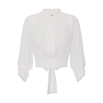 Elisabetta Franchi Cropped Georgette Shirt - - Blouses & Shirts - Damen - Wei&szlig; - XL