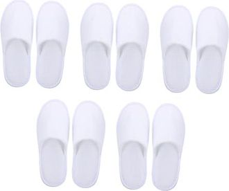 Hemoton 5paires Pantoufles Int&eacute;rieur Coton pour Maison Pantoufles Unisexes Blanches pour Voyages Articles H&ocirc;tel Style Al&eacute;atoire