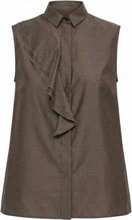 PESERICO Femme, Tops, Brun, Taille: 38 FR Haut en organza de soie et coton