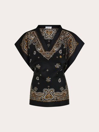 Ferragamo Damen Poncho mit Arabesque-Print Schwarz