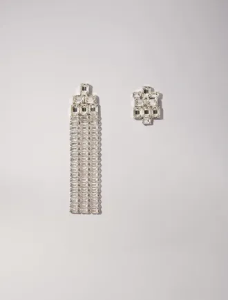 Maje Boucles DOreilles Strass Cascade - Argente - Maje