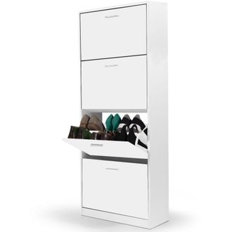 IDMarket Idmarket - Schuhschrank 24 Paar klark 4 Türen weiß