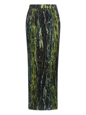 Roberto Cavalli jupe mi-longue imprimée à design plissé - Vert