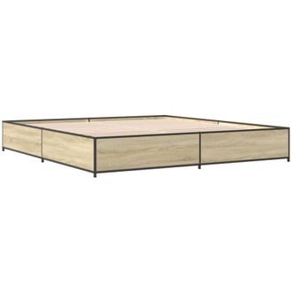 vidaXL Bettgestell Sonoma-Eiche 180x200 cm Holzwerkstoff und Metall Vidaxl