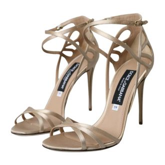 Dolce & Gabbana Goldene Satin Stiletto Sandalen - - Shoes - Damen - Gelb - 39 EU