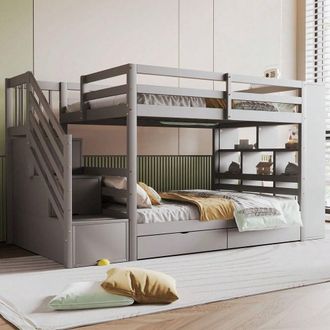 Generic &Uuml;berlappendes Bett 90x200 mit maximalem Stauraum - Kofferraumwaage, gro&szlig;e Schubladen und Schlie&szlig;f&auml;cher, hohe Schiene - massives Kiefernholz, Boxspring