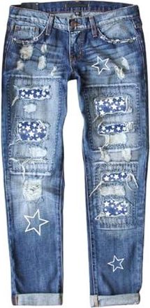 Generic Jean baggy pour femme - Pantalon Boyfriend Destroyed - Jean stretch d&eacute;chir&eacute; - &Eacute;l&eacute;gant et confortable - Pantalon de loisirs baggy - D&eacute;contract&eacute; - Coupe