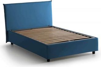 Talamo Italia Ashasa Doppelbett, Stauraumbett mit Stoffbezug, 100 % Made in Italy, Öffnung vorne, geeignet für Matratze 120x190 cm, blau
