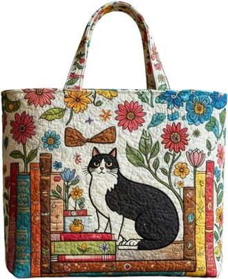 Generic Sac fourre-tout matelass&eacute; en coton pour femme, sac &agrave; bandouli&egrave;re boh&egrave;me l&eacute;ger et r&eacute;utilisable, sac de plage, motif vintage pour les vacances d&eacute;t&eacute;, le 