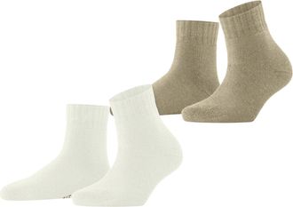 Esprit Damen Plush W SSO Baumwolle einfarbig Socken, Mehrfarbig Off-White Sand Melange 0010, 35-38 (2er Pack)