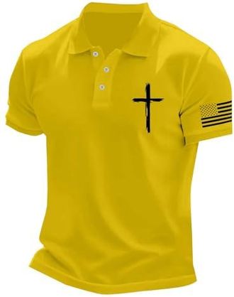 Generic Polo &agrave; manches courtes pour homme - Polo de sport boutonn&eacute; - Respirant - T-shirt de travail classique &agrave; manches courtes - Polo de golf d&eacute;t&eacute; &agrave; manches 