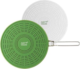 Just Vegan Pfannen-Spritzschutz - 30 cm - mit Kohlefilter AirActive Silikon Gr&uuml;n - Abdeckung f&uuml;r Pfannen