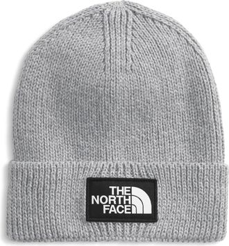 The North Face Unisex Logo Box Cuffed Beanie, TNF Medium Grey Heather, One Size