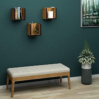 Homemania Set mit 3 Rione-Regalen, Bücherregal, Wandregal aus Eichenholz, Schwarz, aus Holz, PVC, 25 x 25 x 25 cm, Spanplatte